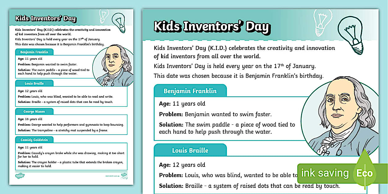 Kids Inventors' Day Fact File - Twinkl