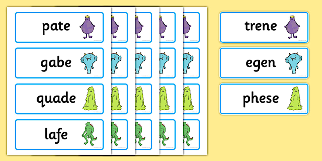 KS1 Alien Split Digraph Nonsense Word Cards - Primary Stage