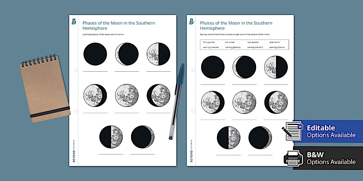 Southern Hemisphere Phases of the Moon Worksheet | Beyond