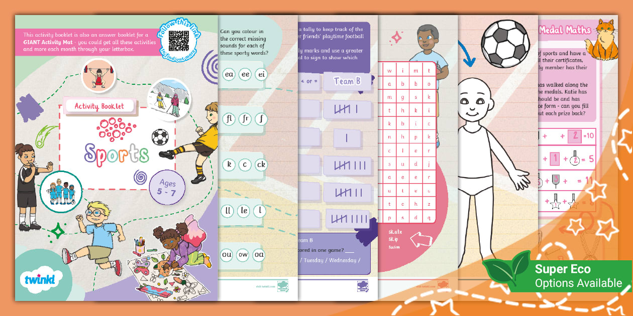Sports Activity Booklet (Ages 5 - 7) (teacher made) - Twinkl