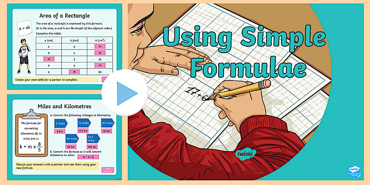 Using Simple Formulas Second Level PowerPoint - Twinkl