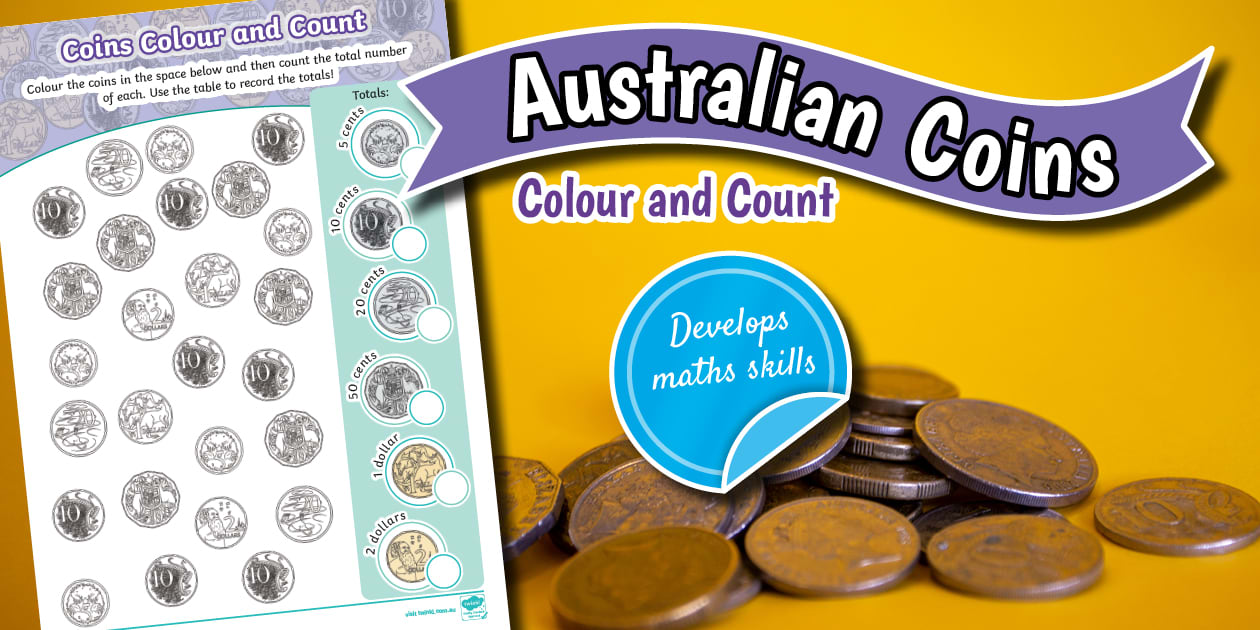 Australian Coins Colour and Count Worksheet