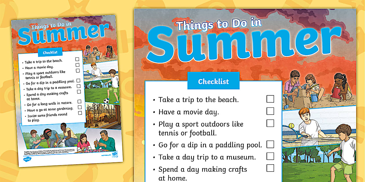 Things to Do in Summer Checklist Activity (teacher made)