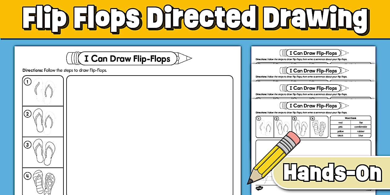 Flip Flops Directed Drawing | Printable Draw and Write