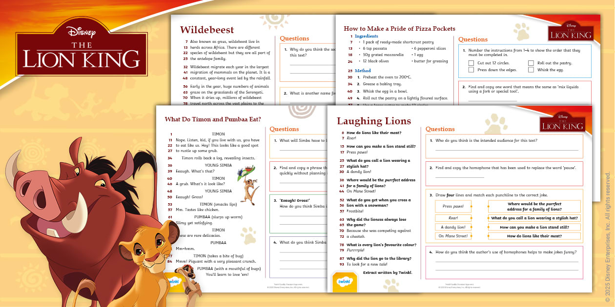The Lion King: 60-Second Reads Activity Pack [Ages 7-9]