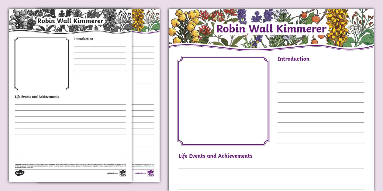 * NEW * Robin Wall Kimmerer Biography Template - Twinkl