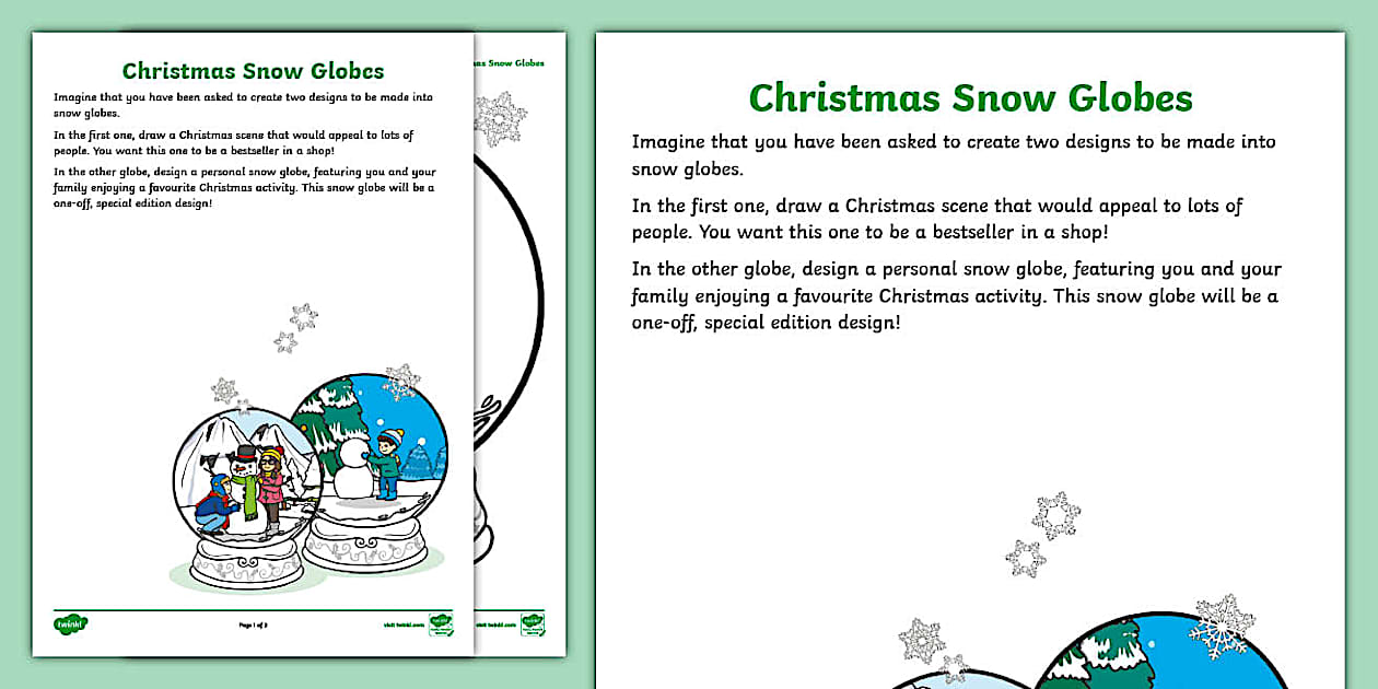 Christmas Snow Globes Drawing Activity | Twinkl | KS1
