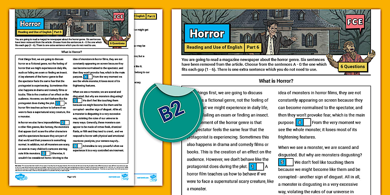 B2 First (FCE) Reading: What is Horror? Twinkl - Twinkl
