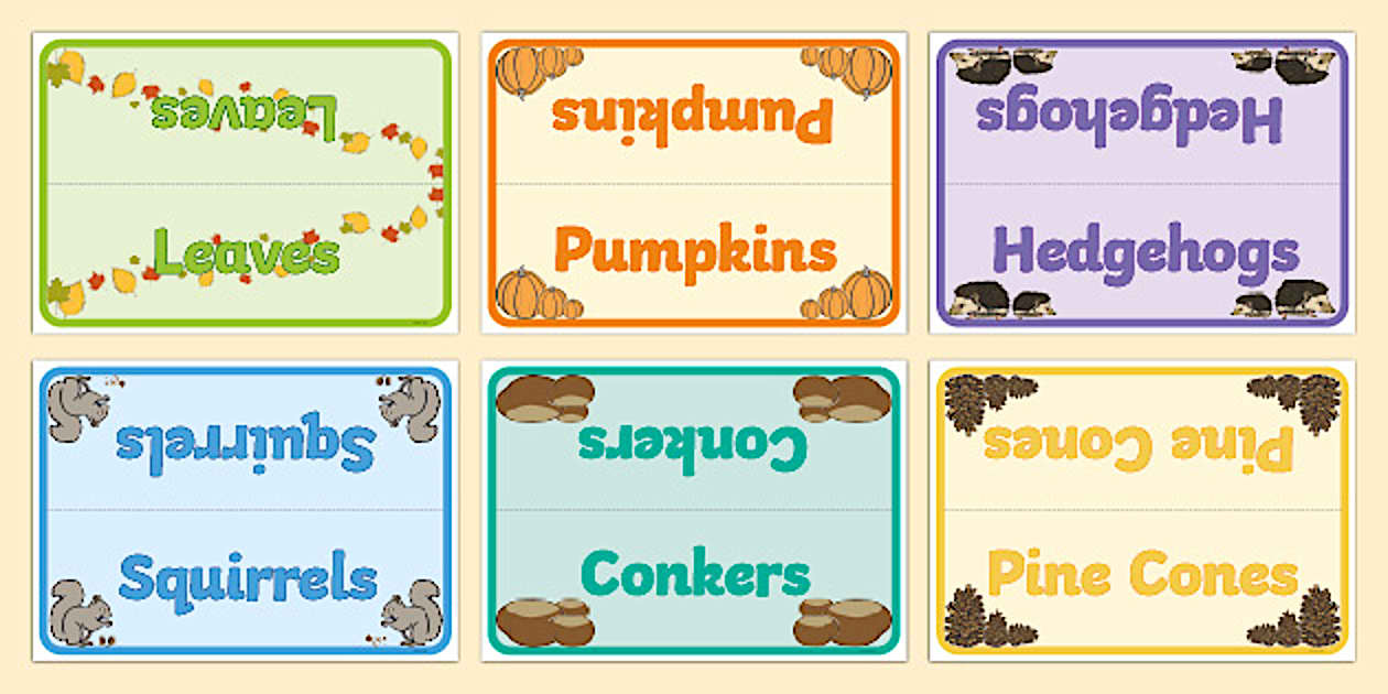 Editable Class Group Table Signs (Autumn) - Twinkl