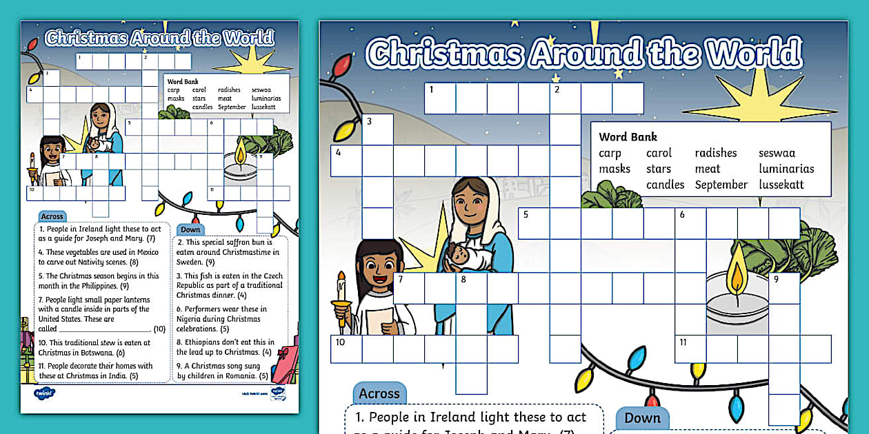 Christmas Around the World Crossword - Twinkl - KS1 - Twinkl