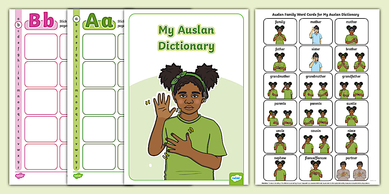 Auslan Family Word Cards For My Auslan Dictionary - Twinkl