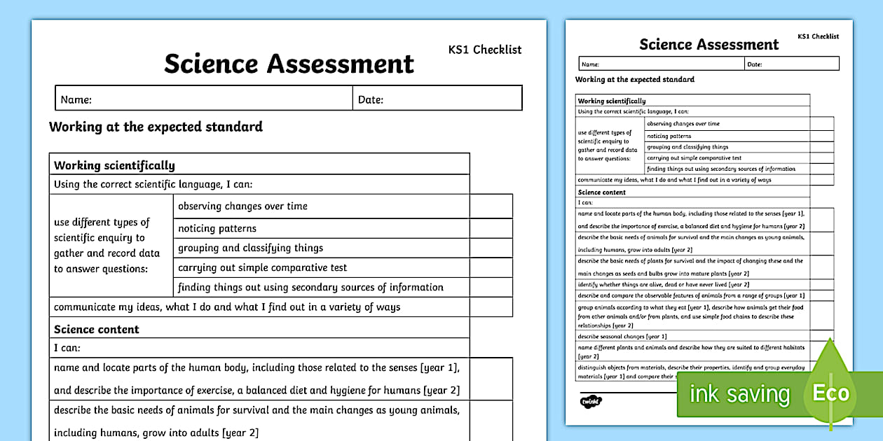 Editable End of KS1 Science Expectations Interim Assessment Tracking Sheet