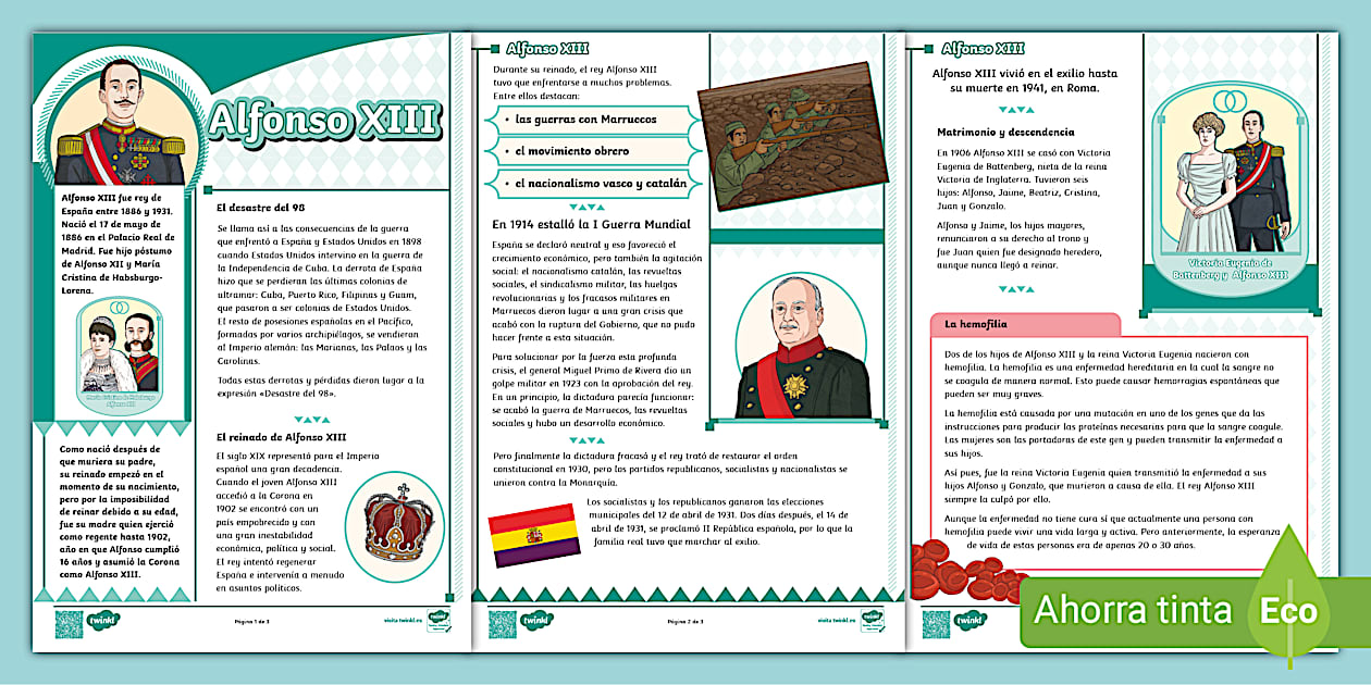 Hoja informativa: Alfonso XIII