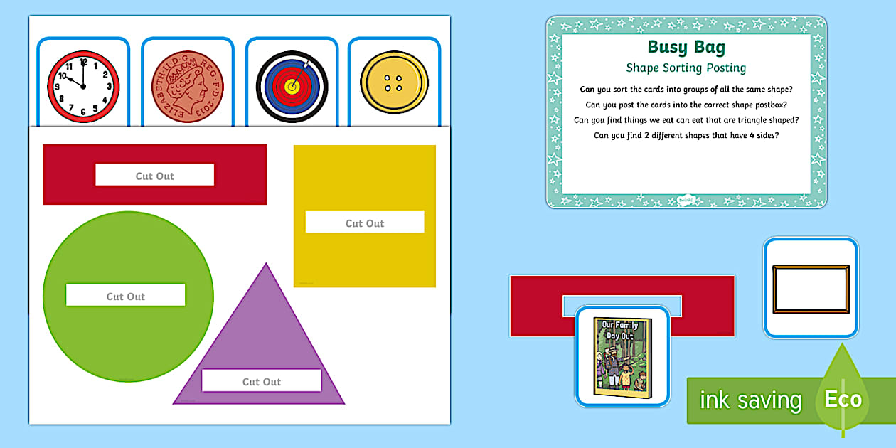 Shape Sorting Posting Busy Bag Prompt Card and Resource Pack