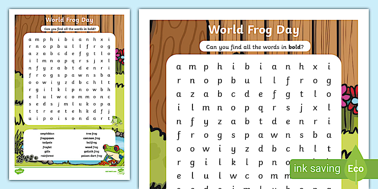 World Frog Day Word Search (Teacher-Made) - Twinkl