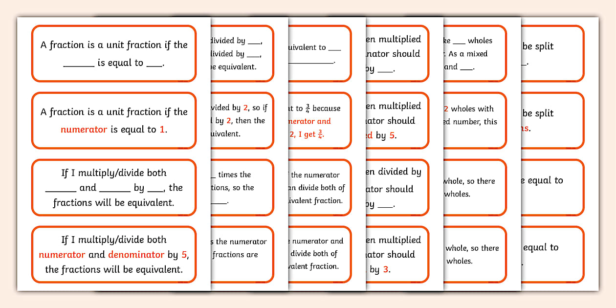 👉 Y5 Fractions Stem Sentences (teacher made) - Twinkl