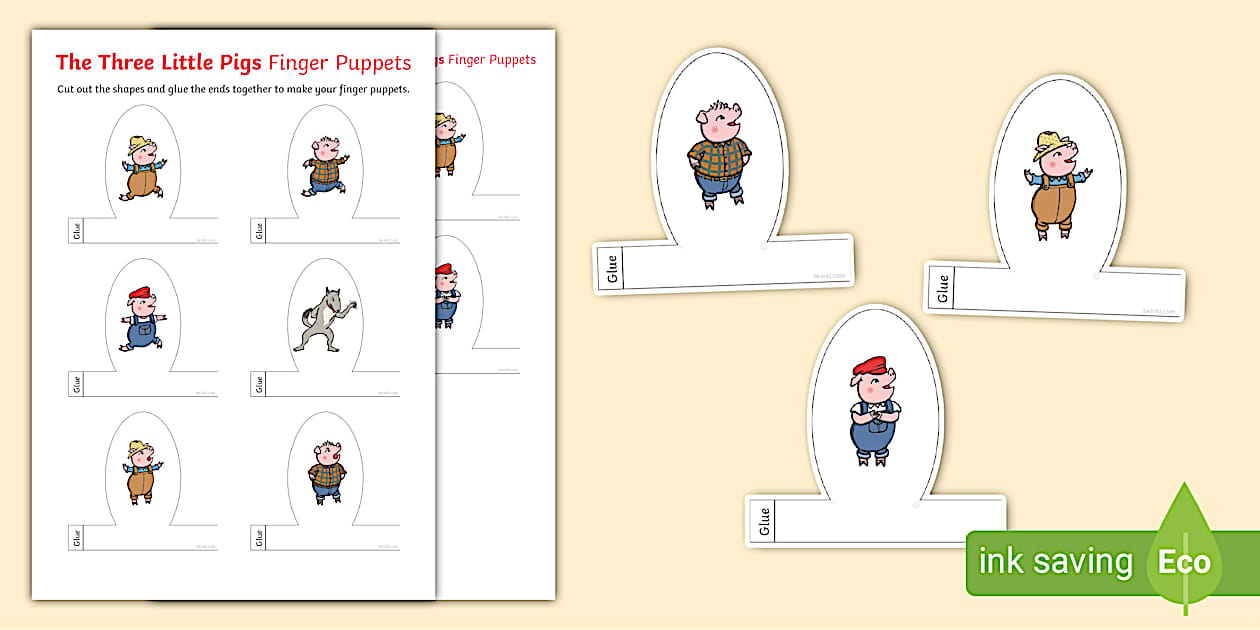 The Three Little Pigs Finger Puppets - Twinkl