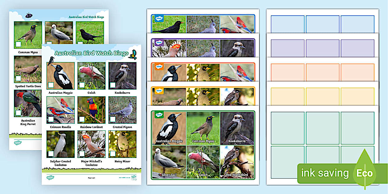 Australian Bird Watch Bingo Game