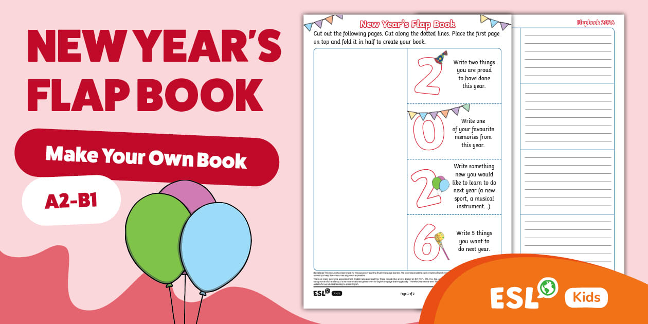 New Year's Flap Book Activity for Kids