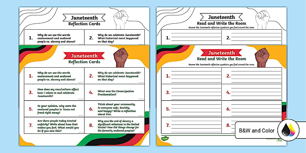 Juneteenth Reflection: Read and Write the Room Activity Worksheet