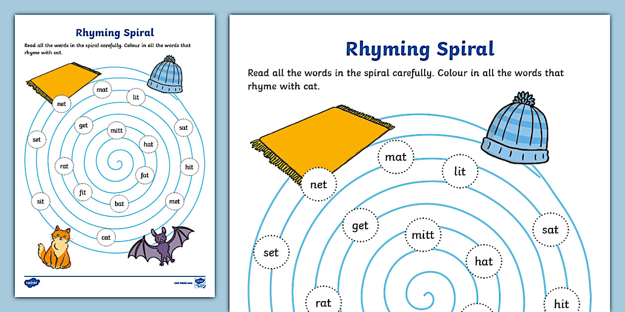 Language Skills: Rhyming Spiral Foundation Stage - Twinkl