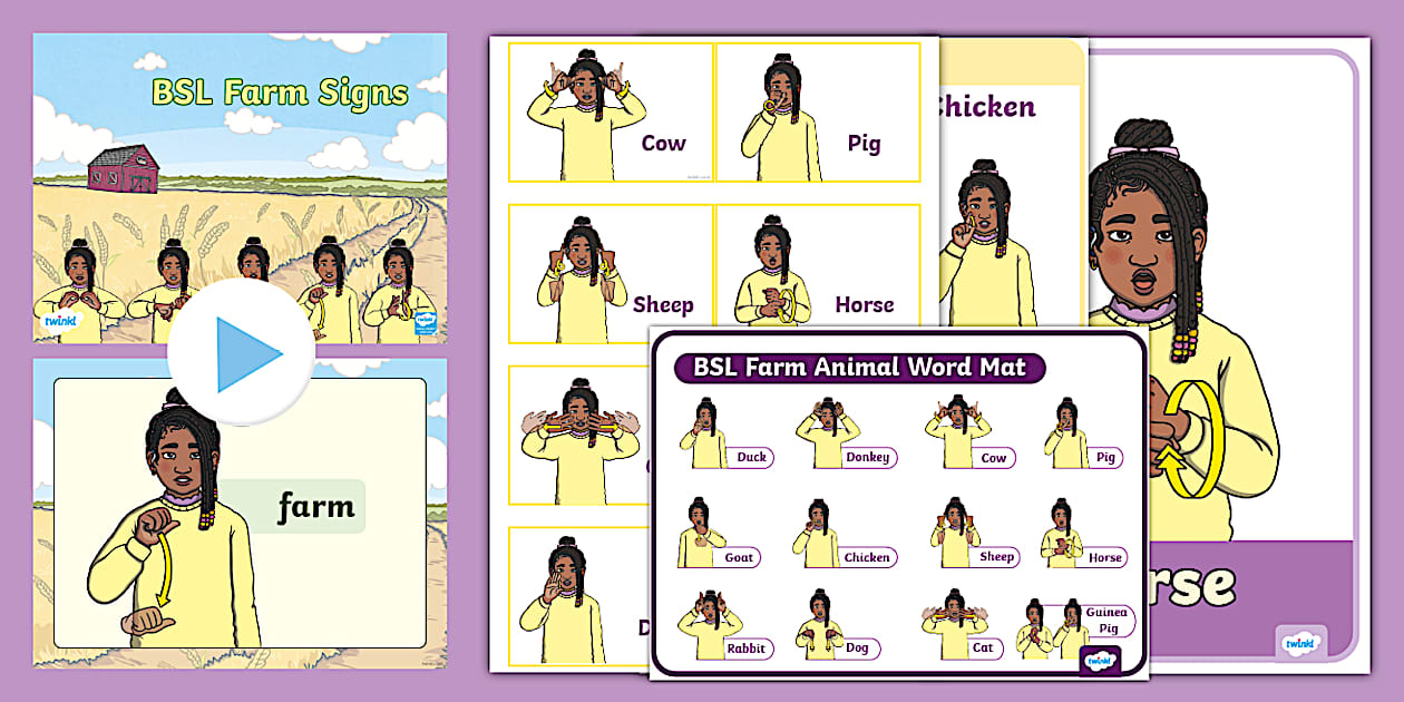 BSL Farm Sign Support Pack (teacher made) - Twinkl