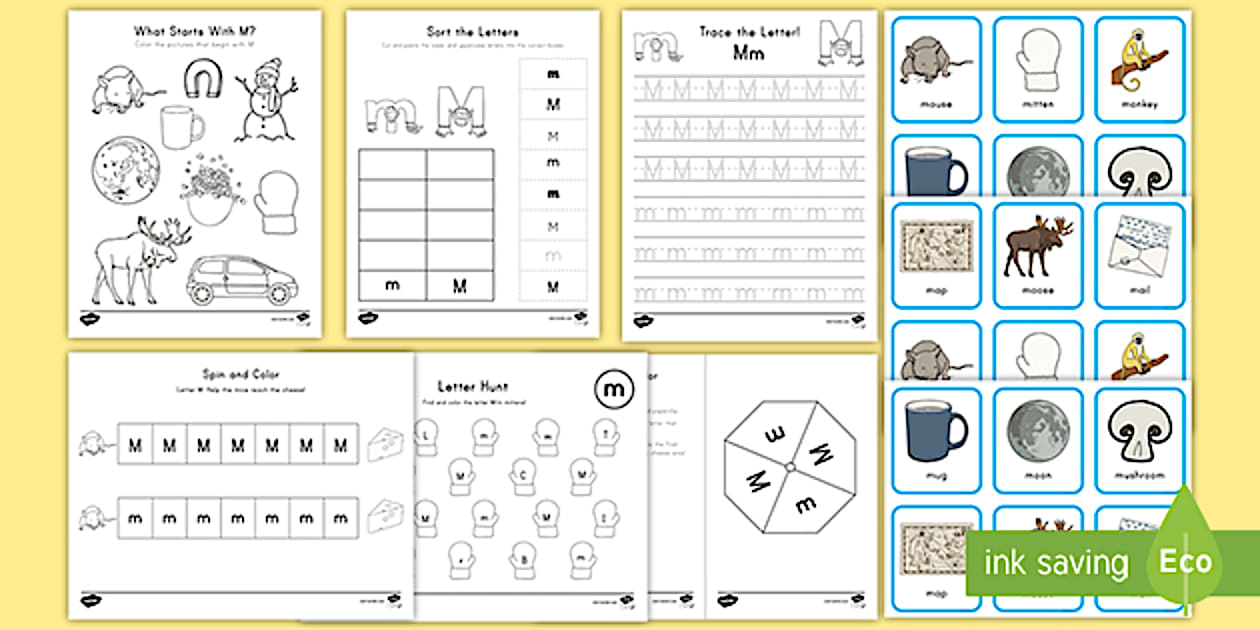 Letter M Worksheet and Activity Pack for PreK-K - Twinkl