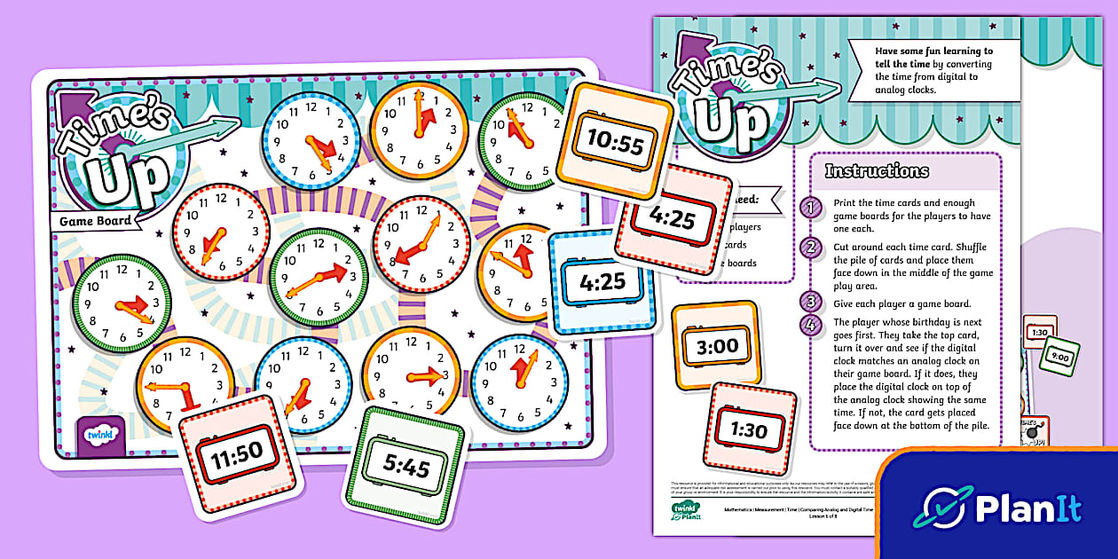 Time's Up! Games Analog and Digital Time - PlanIt Aus Twinkl