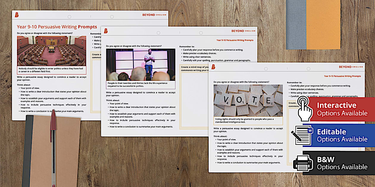 NAPLAN-Style Persuasive Prompts (Politics-Themed) - Twinkl