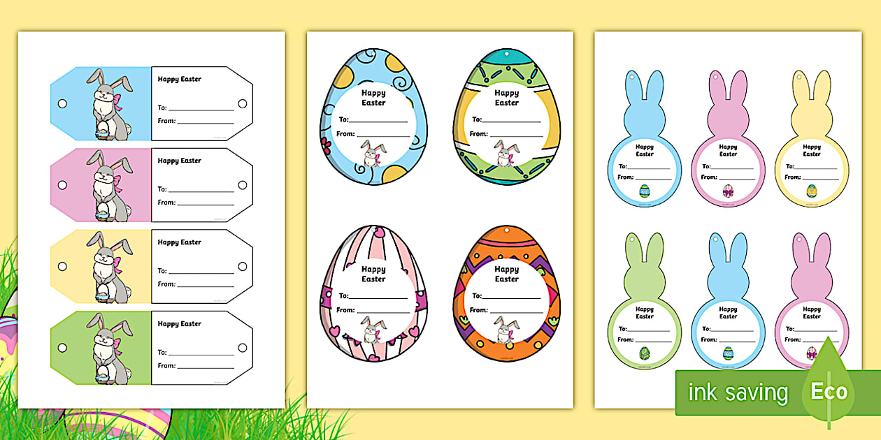 Easter Bunny Gift Tag Printable Set - Primary Resources
