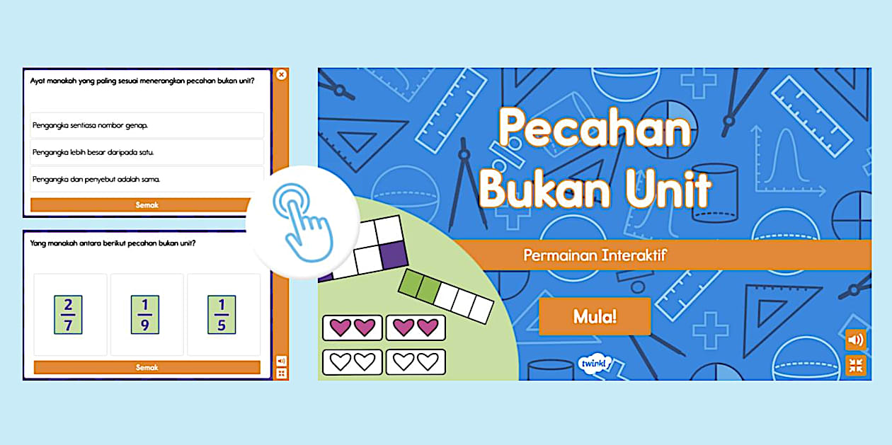 Permainan Interaktif Matematik - Kuiz Pecahan Bukan Unit