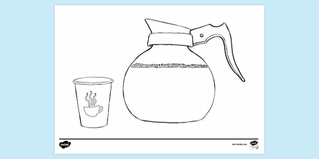 CoffeePot with Paper Cup Colouring | Colouring Sheets