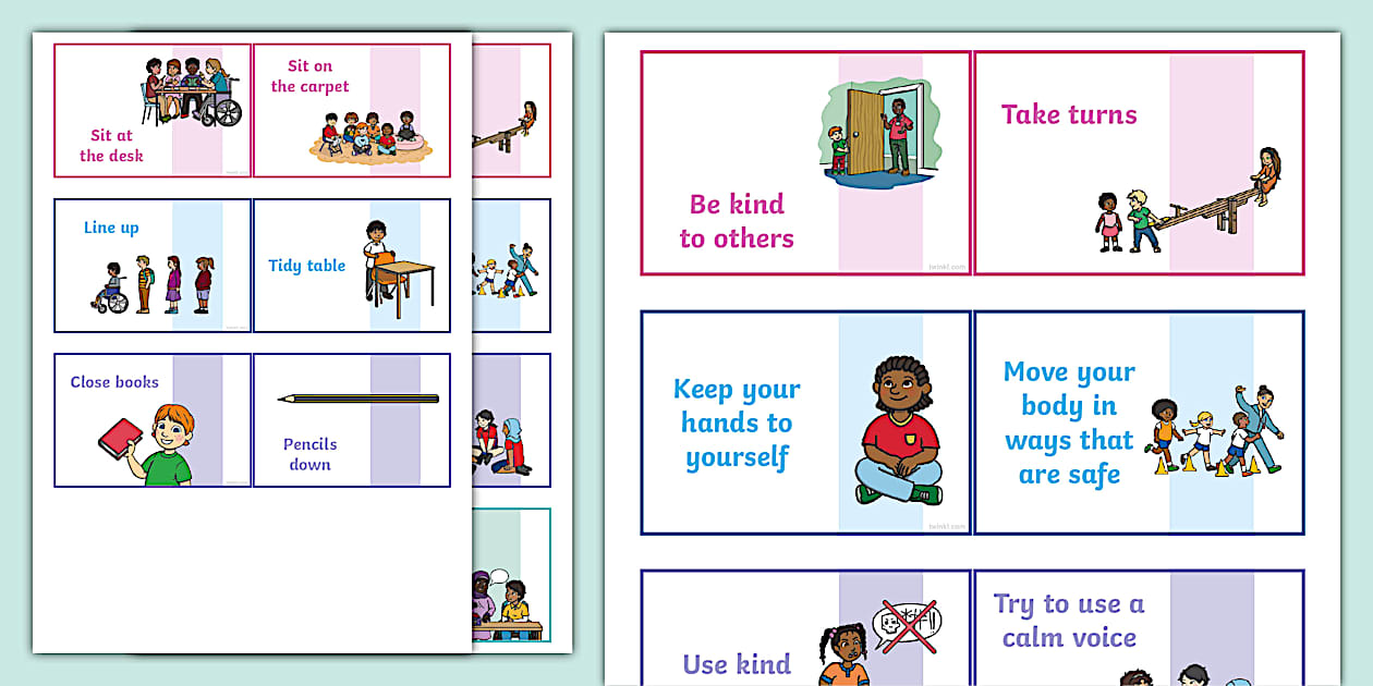 Lanyard-Sized Pictorial Good Behavior Cards (Teacher-Made)