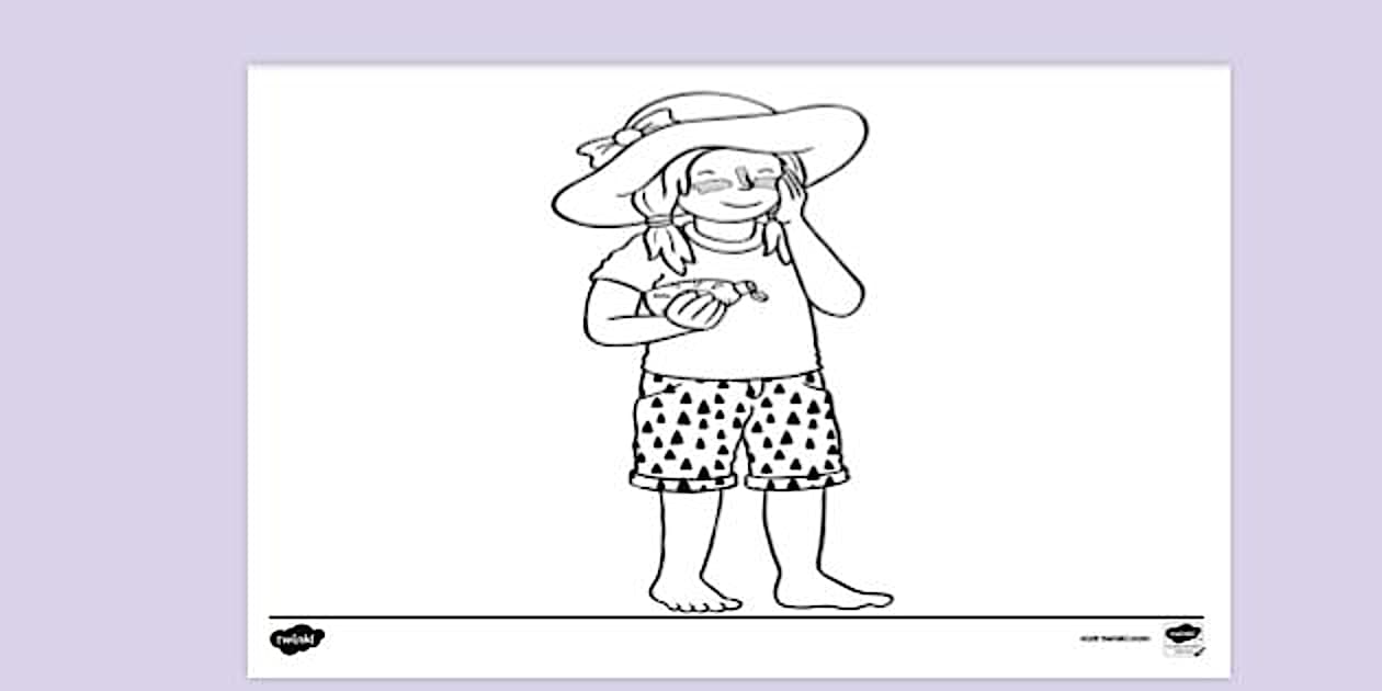 Girl Applying Sun Screen Colouring Sheet | Colouring Sheets