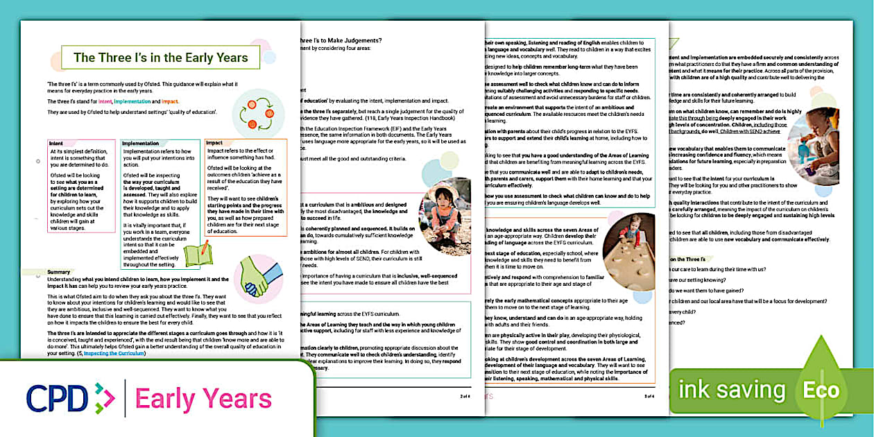 Ofsted Three I's Handout | CPD | Twinkl (teacher made)