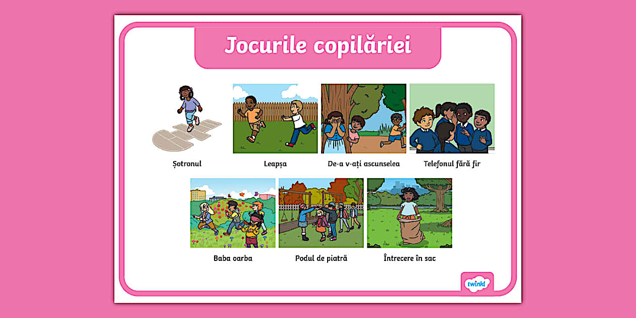 Jocurile copilăriei – Planșă cu vocabular - Twinkl