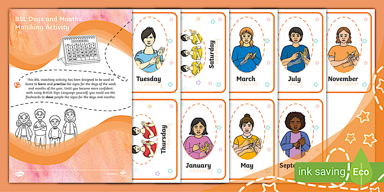 BSL Days and Months Matching Activity (Teacher-Made)