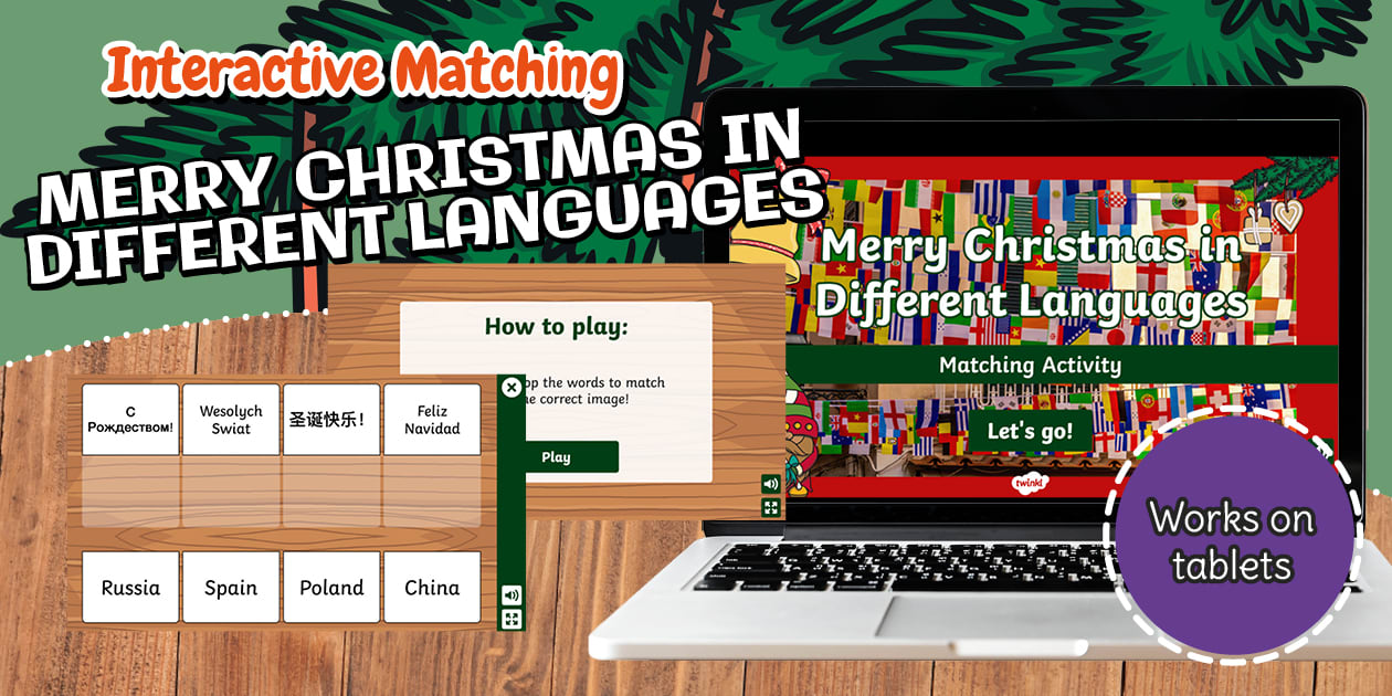 Merry Christmas in Different Languages Interactive Matching