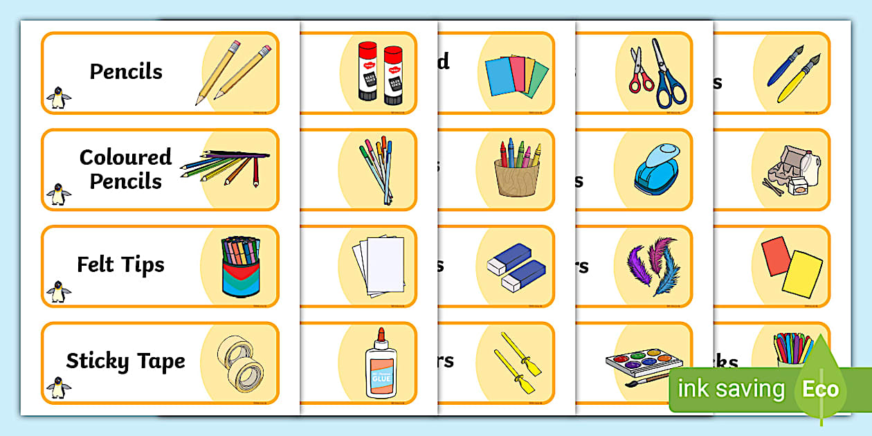 Penguin Themed Editable Creative Area Resource Labels