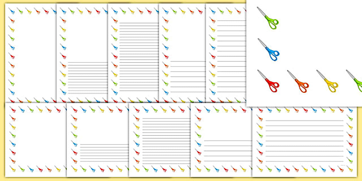 Editable Scissors Page Borders (teacher made) - Twinkl