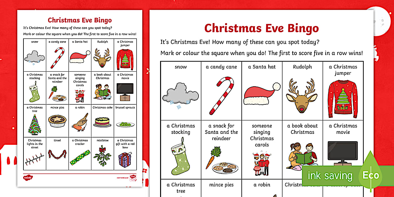 Christmas Eve Bingo Worksheet / Worksheet (teacher made)