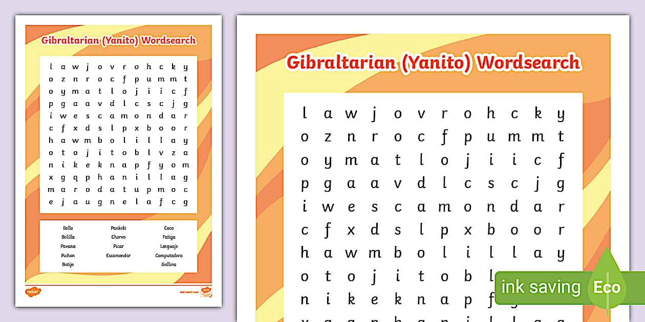Gibraltarian (Yanito) Words Word Search - Twinkl