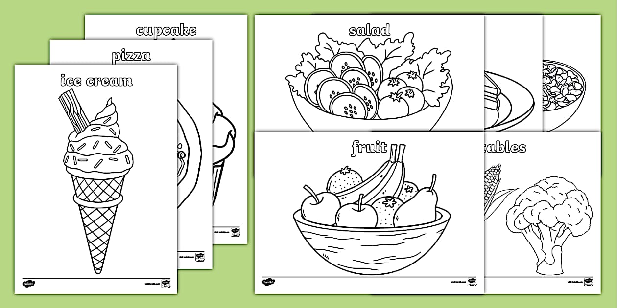 Food Picture and Word Colouring Sheets | Twinkl - Twinkl