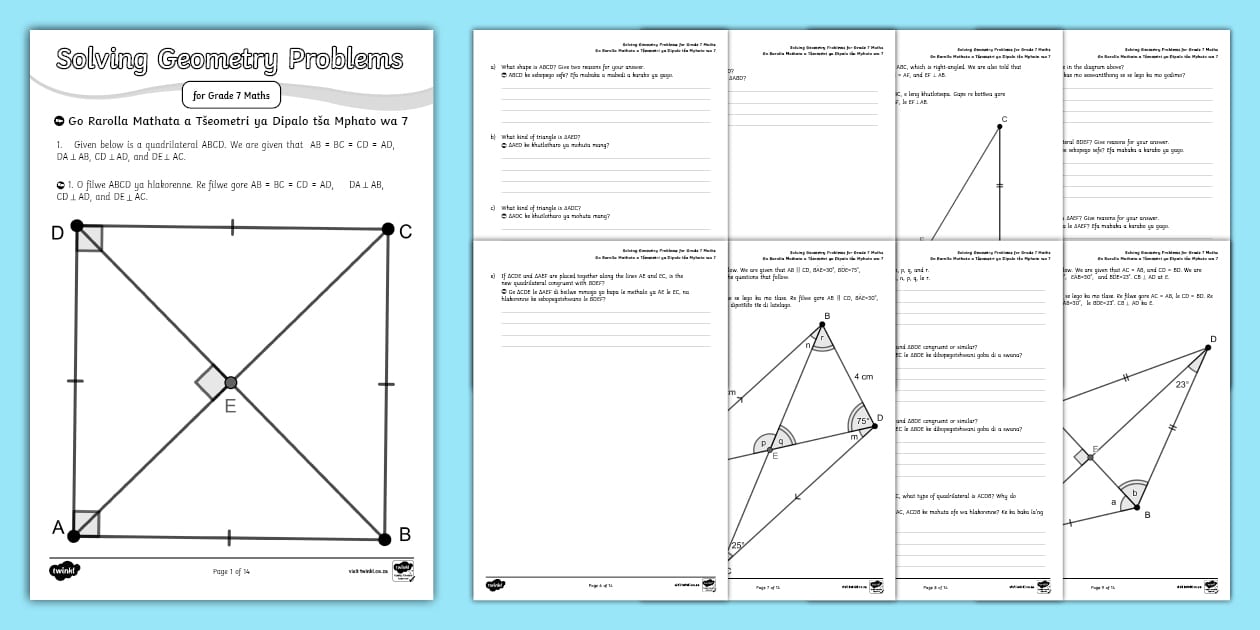 Solving Geometry Problems for Grade 7 Maths Sepedi - Twinkl