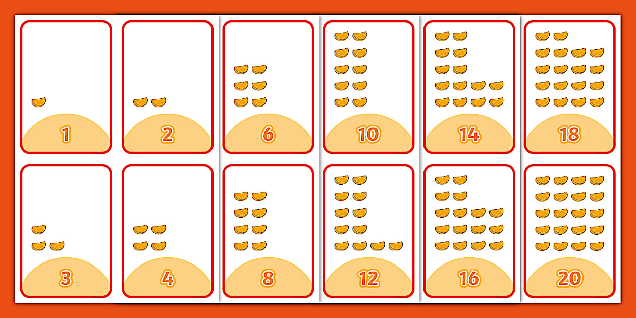 👉 Number of Orange Segments Number Cards to 20 - Twinkl