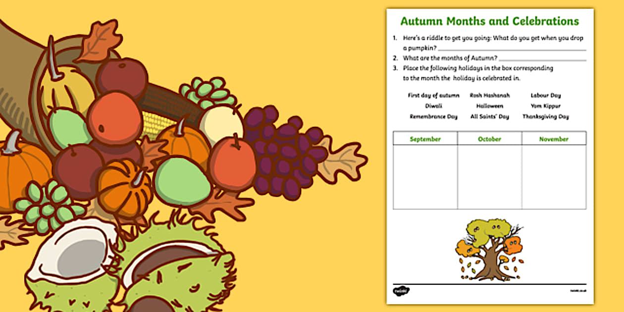 Autumn Months and Celebrations Worksheet / Worksheet, worksheet