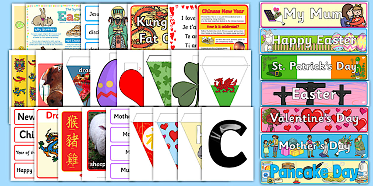 Editable Spring Term Festivals and Celebrations Display Pack