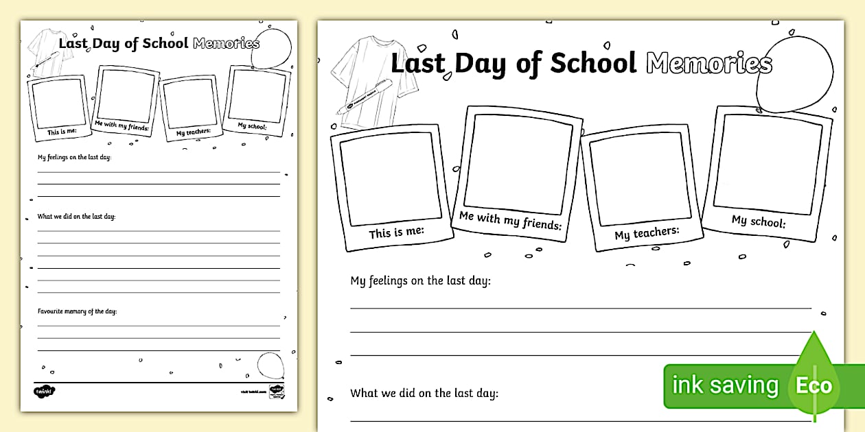 Last Day of School Memories Sheet (teacher made) - Twinkl