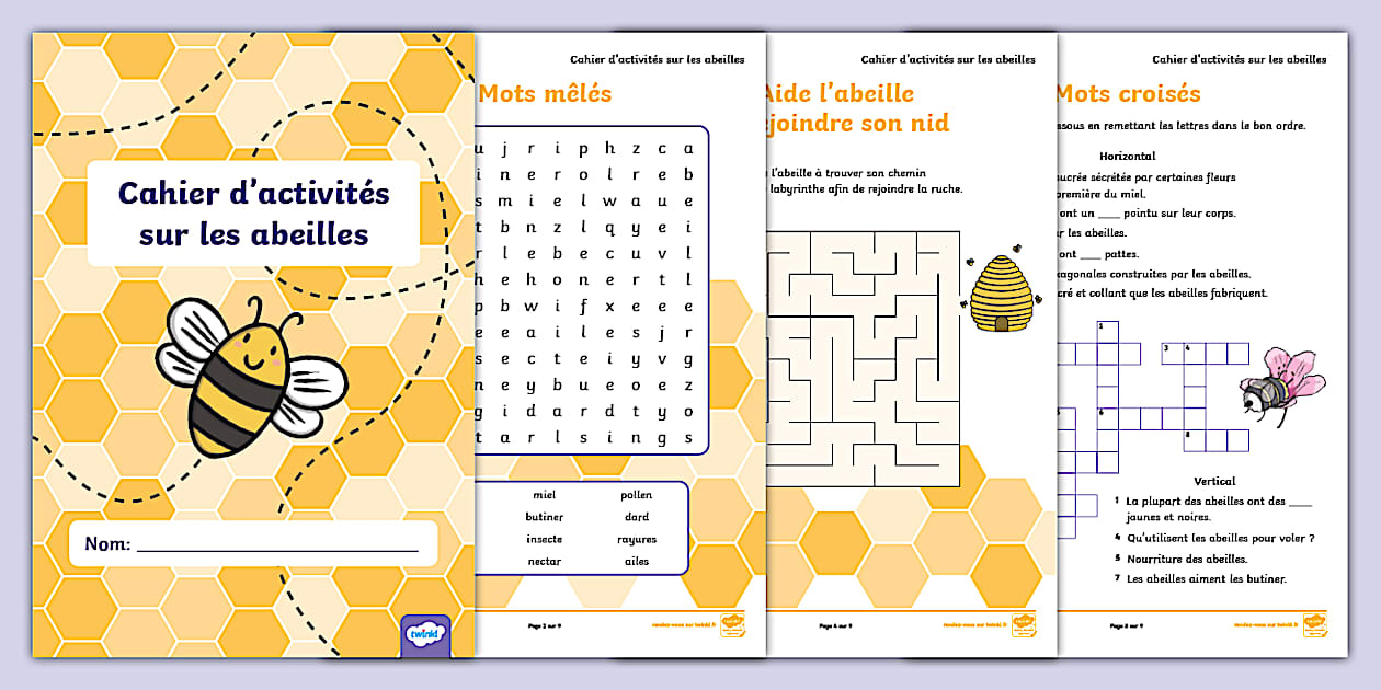 Cahier d'activités sur les abeilles - cycle 2 - Twinkl
