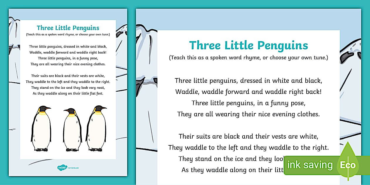 Three Little Penguins Rhyme (nauczyciel wykonał) - Twinkl